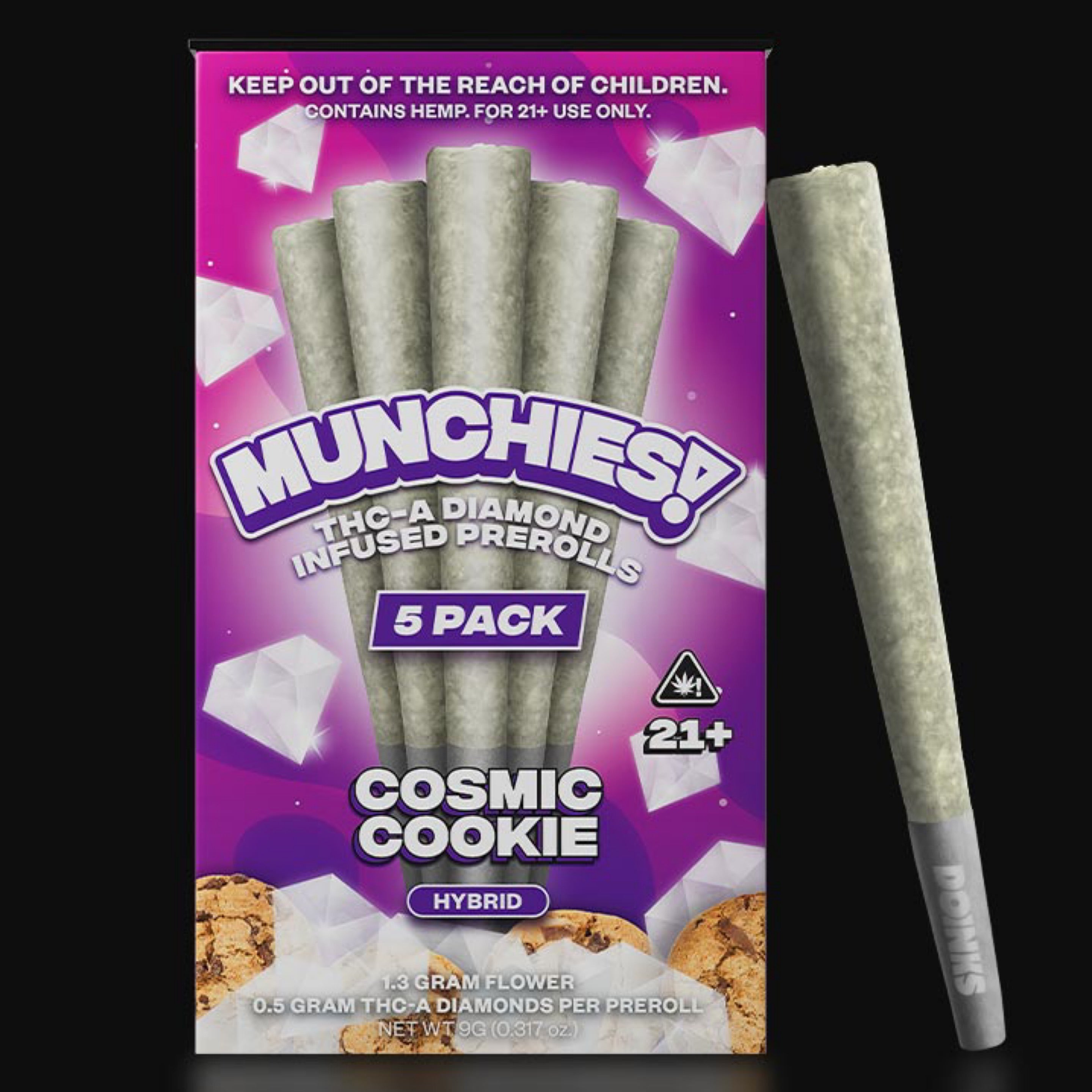 MUNCHIES THCA DIAMOND INFUSED PRE-ROLLS 5 PACK - COSMIC COOKIE HYBRID ...